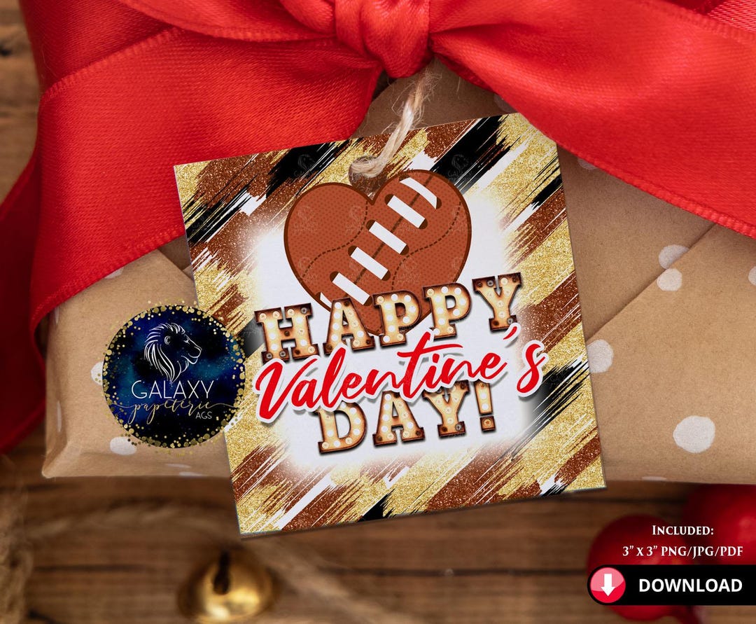 Football Valentines Day Gift Tag, Football Team Favor Tag, School ...