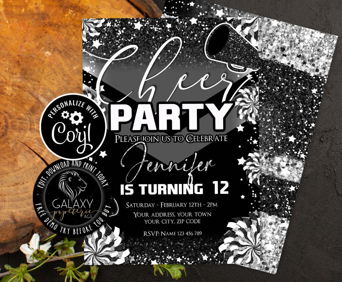 Cheer Editable Invitation Cheer Party Editable Invitation - Etsy