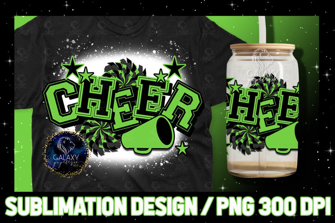 Neon Green Cheer Sublimation, Cheer Sublimation Design, Cheerleader ...