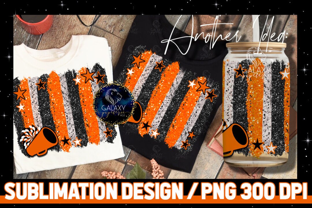 Orange Black White Cheer Background Sublimation, Cheer Background Brush ...