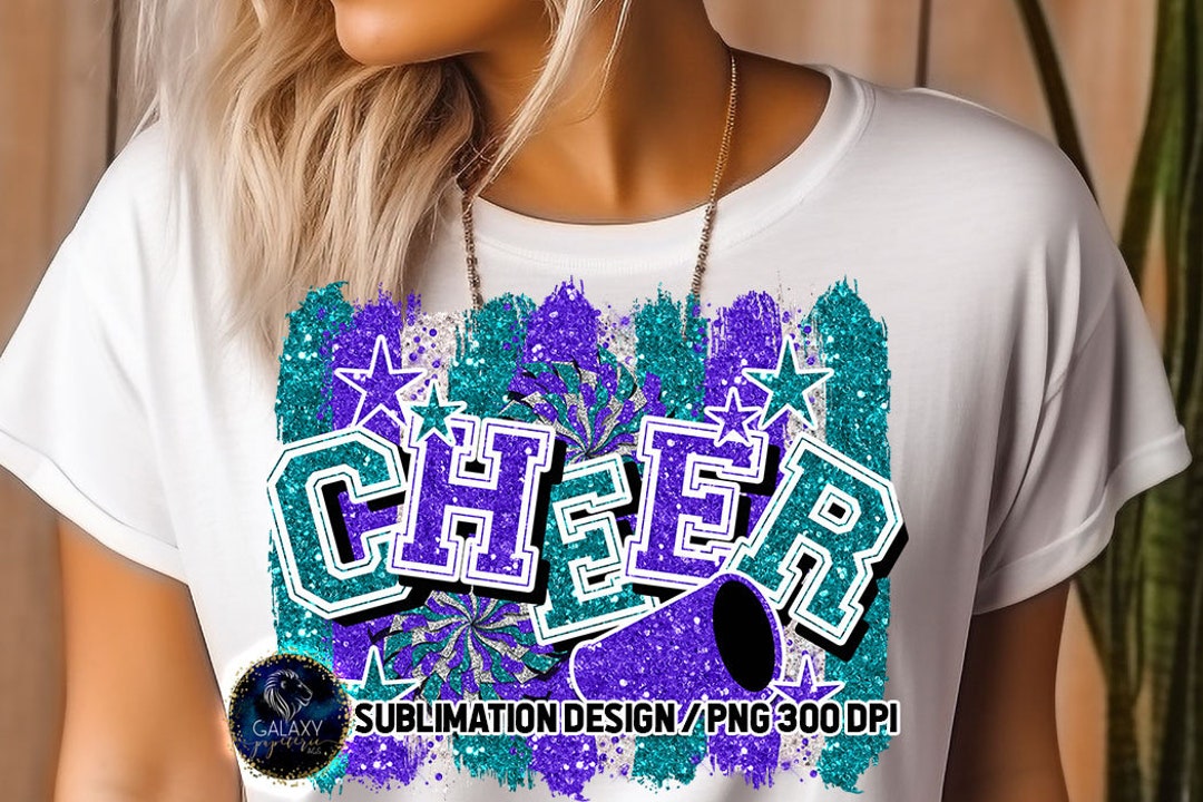 Glitter Cheer Sublimation, Cheer Brush Strokes Sublimation Design ...