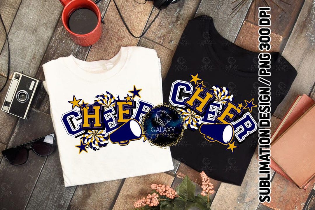 Cheer Sublimation, Cheerleader Sublimation, Navy Blue Yellow Gold Cheer ...