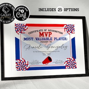 Editable Cheerleading Certificate, Editable Cheerleading Awards ...