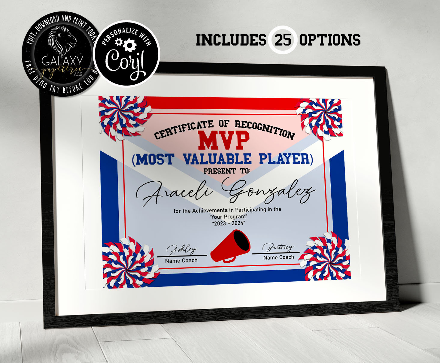 Editable Cheerleading Certificate, Editable Cheerleading Awards ...