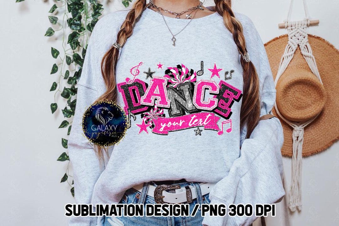 Dance Sublimation Design DTF, Glitter, Pink Black White Silver Dance ...