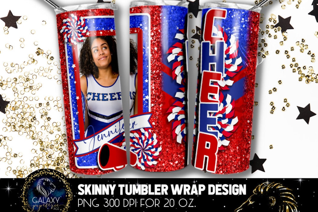 Add Photo Cheer Tumbler Design, Cheerleader Leopard Tumbler, 20 Oz ...