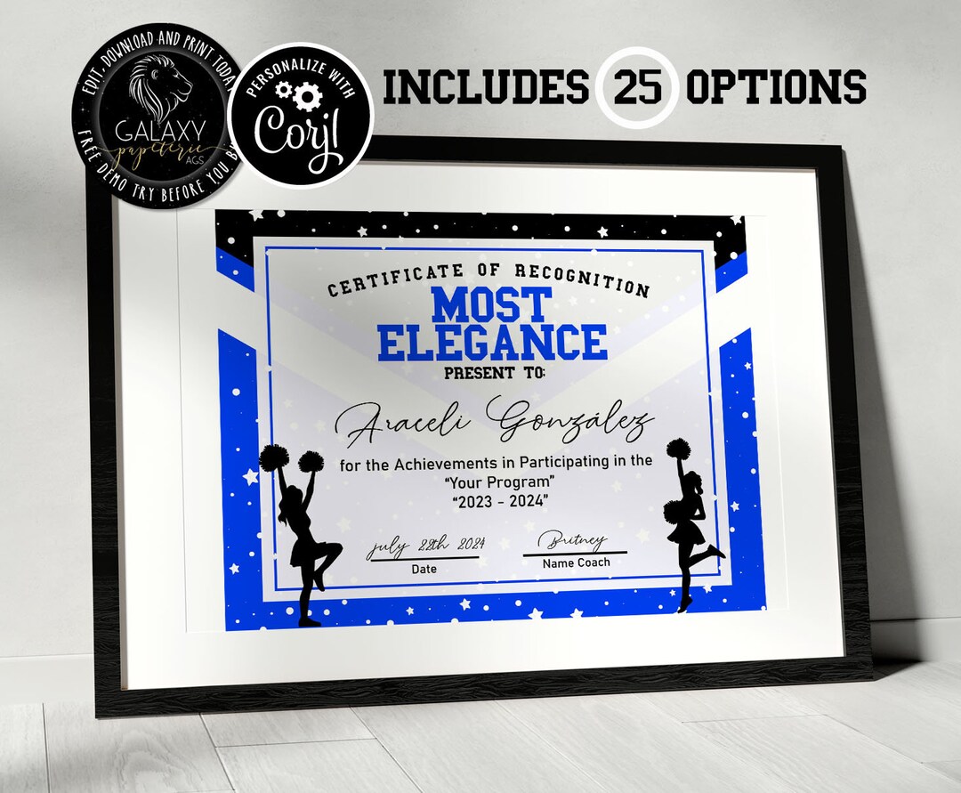 Editable Cheerleading Certificate, Editable Cheerleading Awards ...