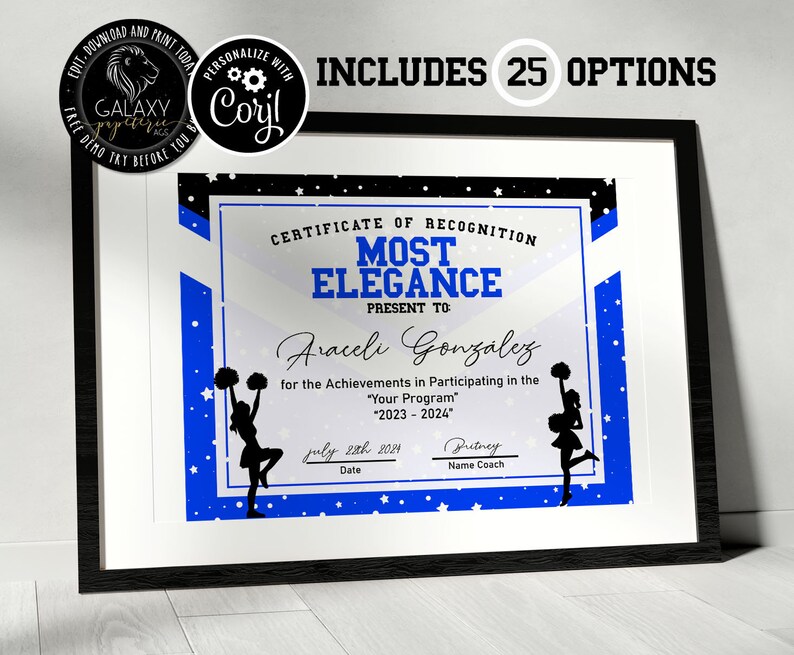 Editable Cheerleading Certificate, Editable Cheerleading Awards ...