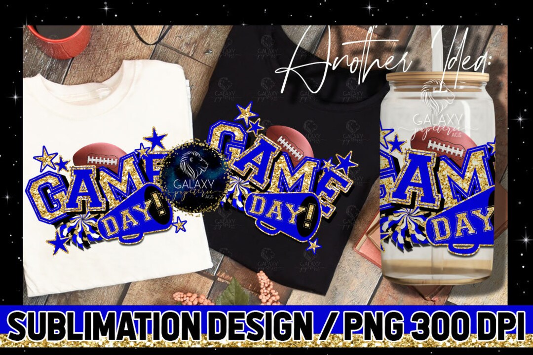 Game Day Sublimation Design, Football Game Day Sublimation Design, Blue ...