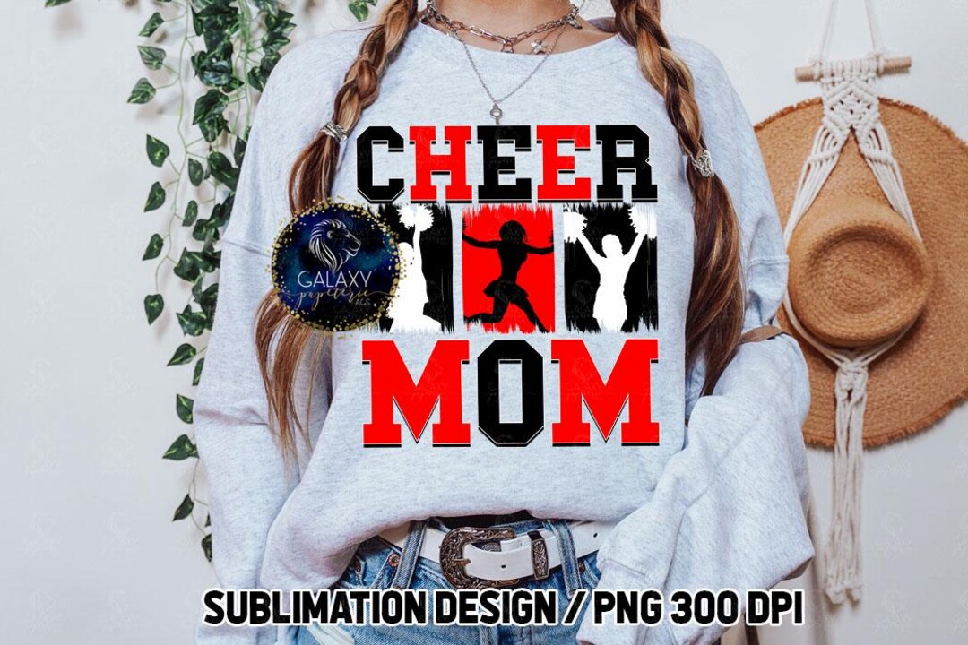 Cheer Mom Sublimation Design, Cheerleader Mom Sublimation, Black Red ...
