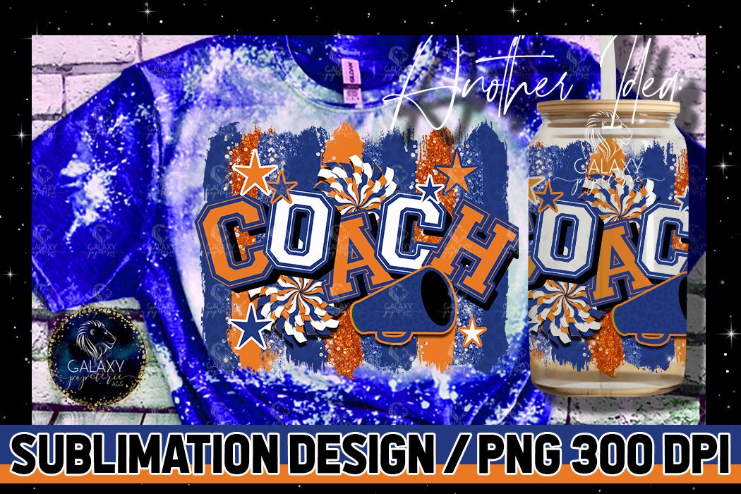 Blue Orange Cheer Coach Sublimation Cheer Coach Brush Strokes - Etsy