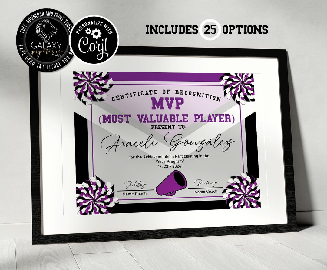 Editable Cheerleading Certificate, Editable Cheerleading Awards ...