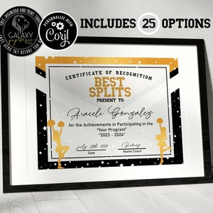 Editable Cheerleading Certificate, Editable Cheerleading Awards ...