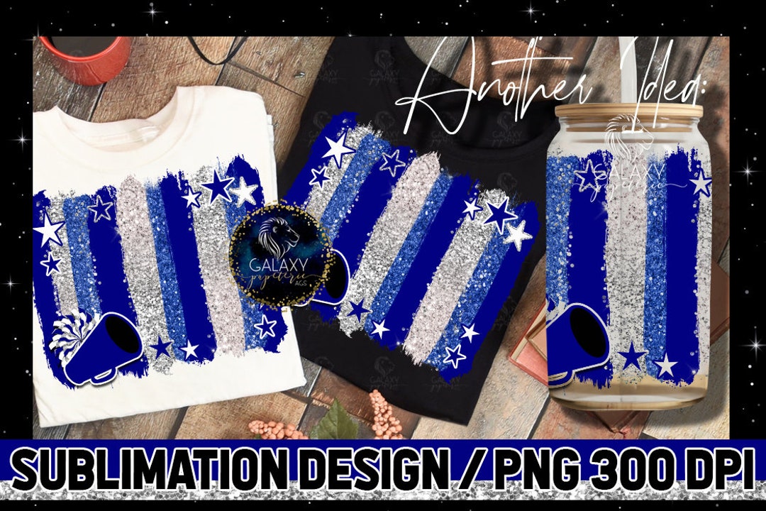Blue White Silver Cheer Background Sublimation, Cheer Background Brush ...