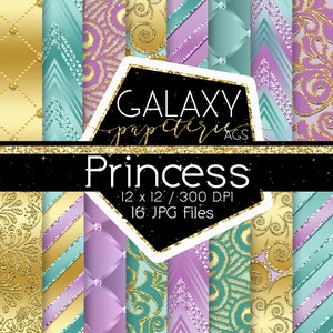 Princess Digital Paper, Princess Digital Papers, Gold and Purple ...