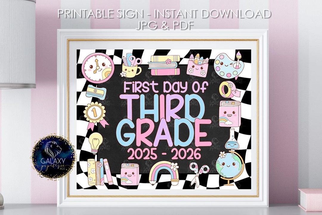 First Day of Third Grade Sign Printable, Back to School Photo Prop, 3rd ...