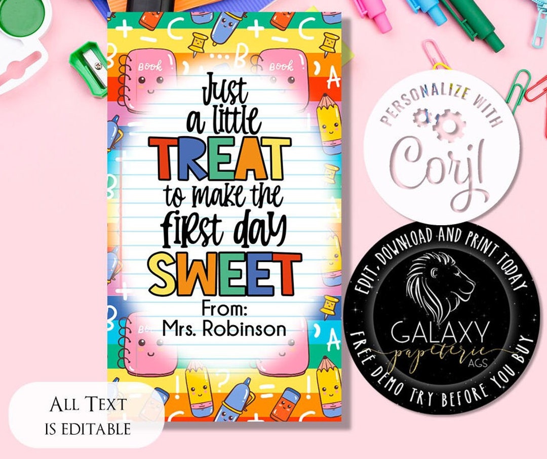 Editable Back to School Gift Tag, Teacher Classroom School Tag, First ...