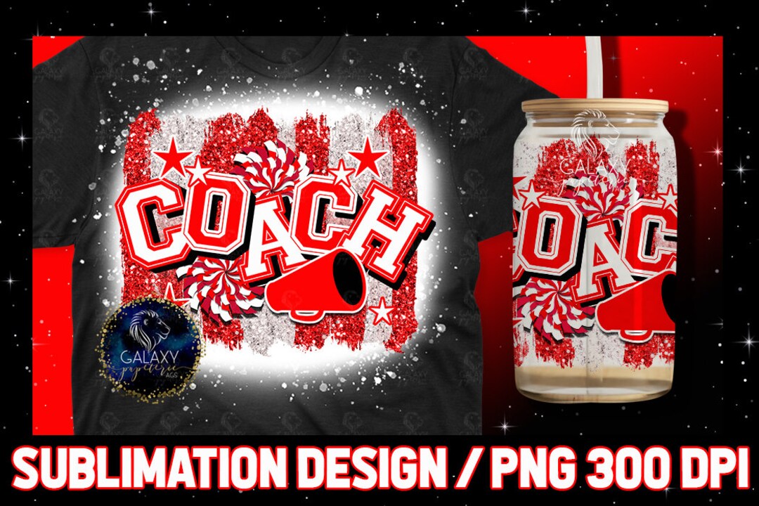 Red White Cheer Coach Sublimation, Cheer Coach Brush Strokes ...