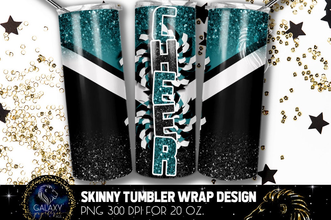 Teal Black Cheer Tumbler Design, Cheerleader Life Tumbler, 20 Oz ...