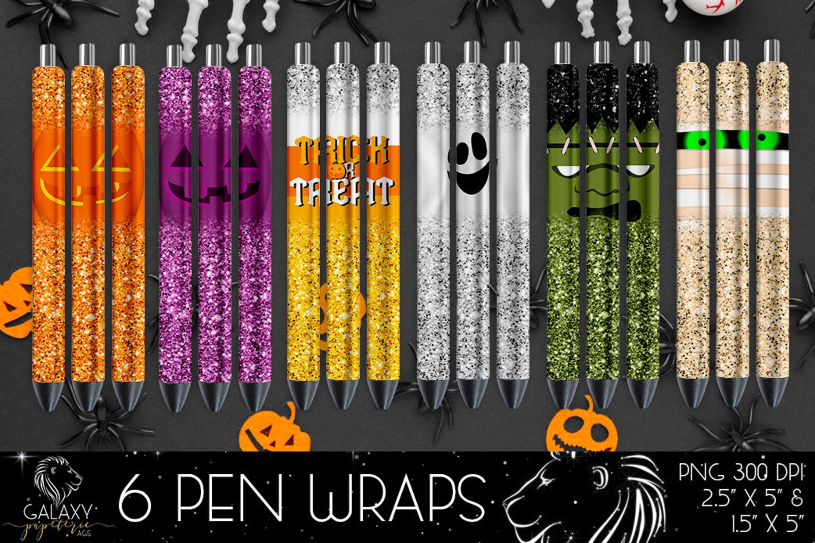 Halloween Glitter Epoxy Pen Wraps Sublimation Bundle Pen - Etsy