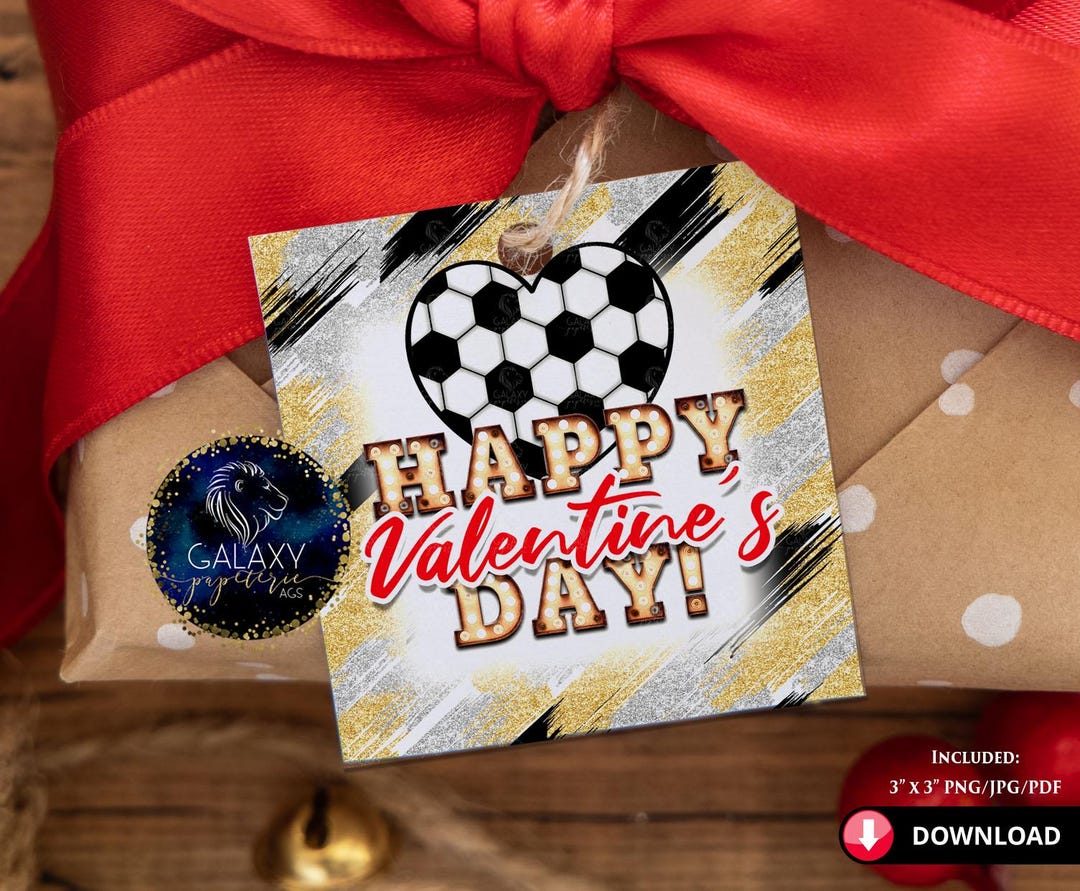 Soccer Valentines Day Gift Tag, Soccer Team Favor Tag, School ...