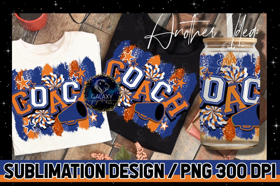 Blue Orange Cheer Coach Sublimation, Cheer Coach Brush Strokes ...