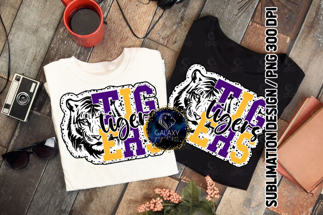 Tigers Sublimation Design, Purple Yellow, Tigers Sports Sublimation ...