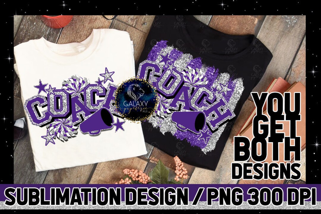 Purple Silver Cheer Coach Glitter Sublimation, Cheer Coach Sublimation ...