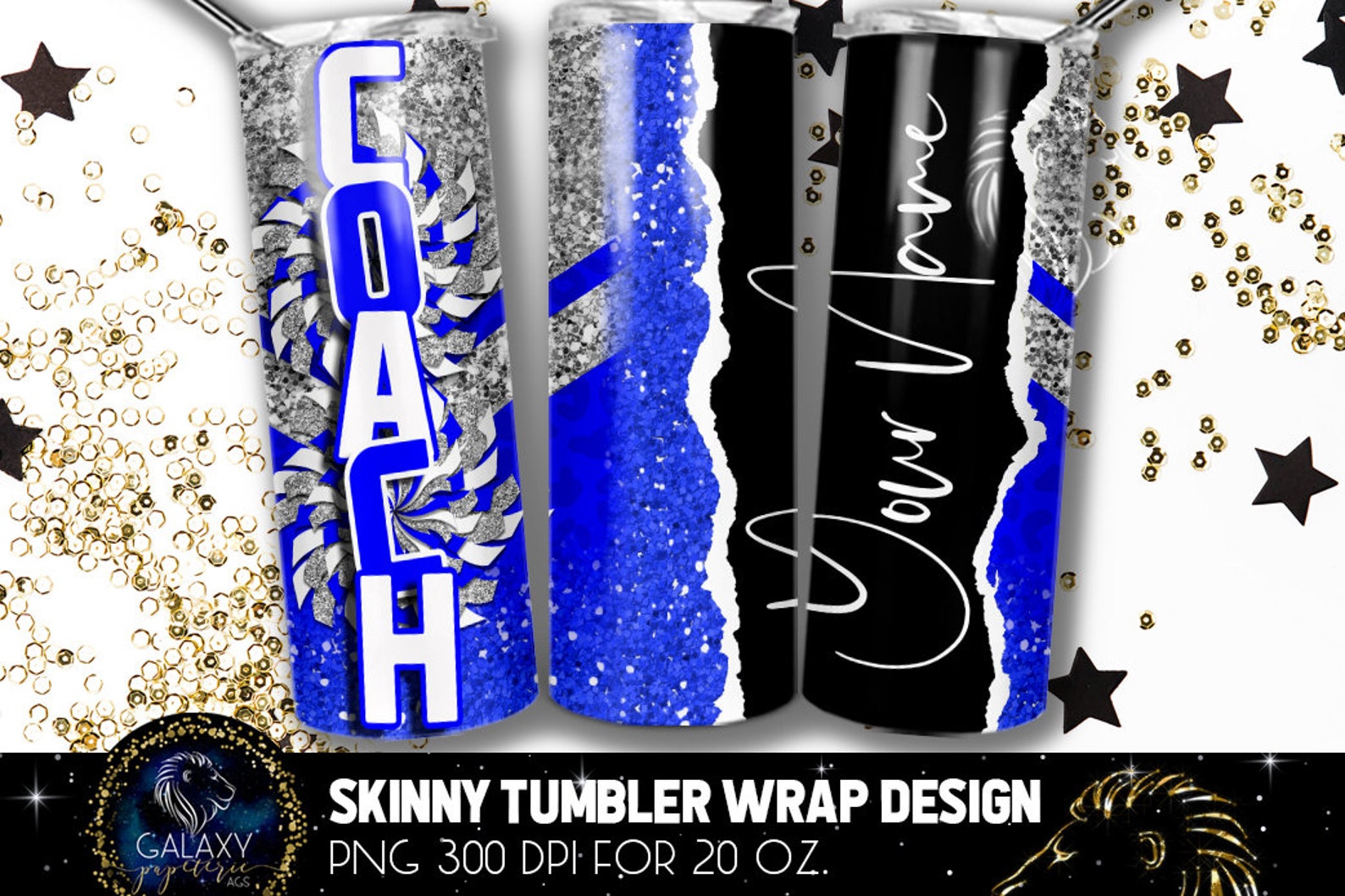 Blue Silver Add Name Cheer Coach Tumbler Design, Cheerleader Coach ...