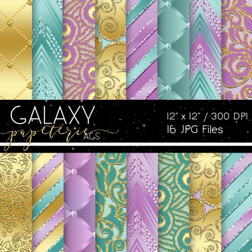 Princess Digital Paper Princess Digital Papers Gold and | Etsy