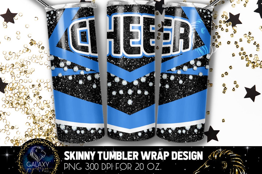 Black Blue White Cheer Tumbler Design, Cheerleader Diamonds Tumbler, 20 ...