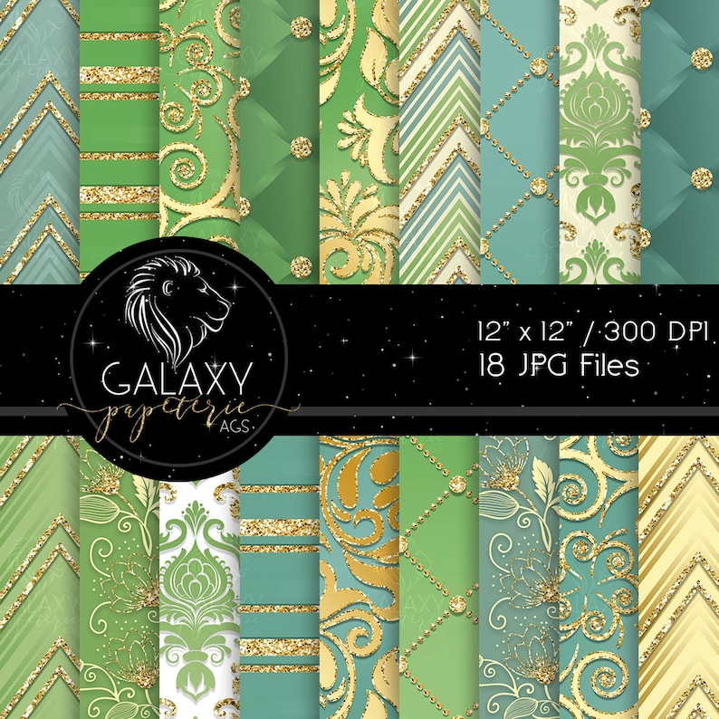 Princess Digital Paper, Princess and Flowers Digital Papers, Green and ...