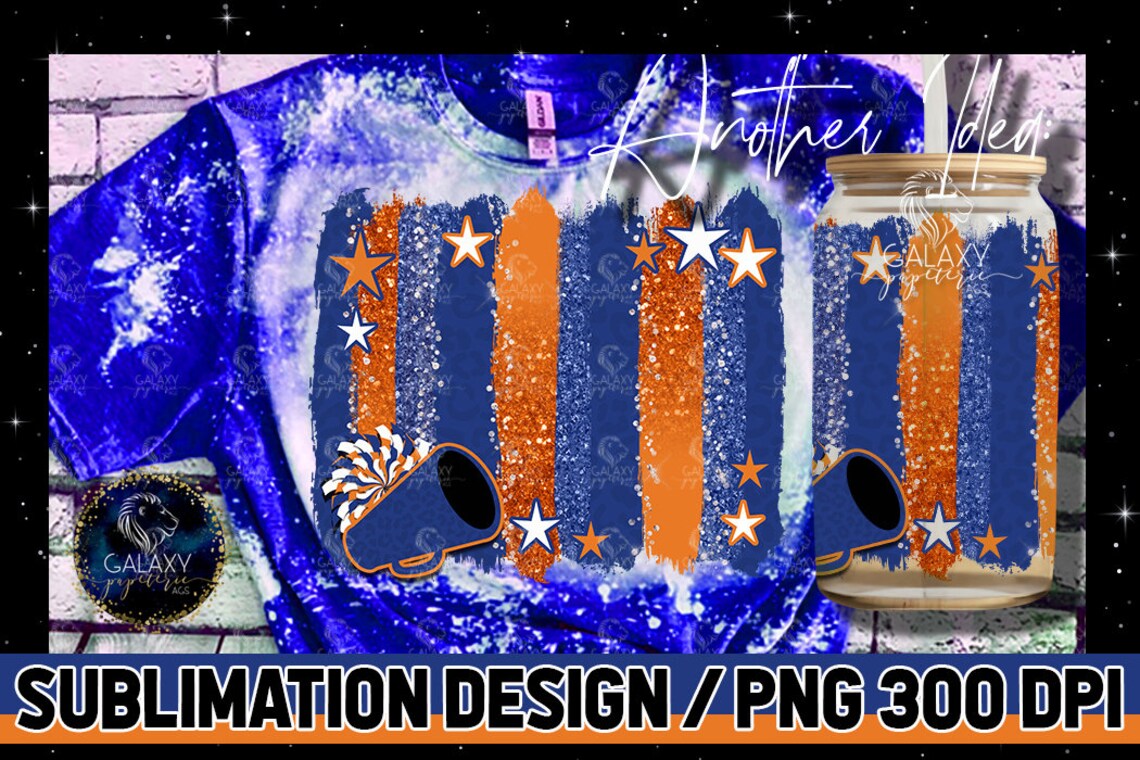 Blue Orange Cheer Background Sublimation Cheer Background - Etsy