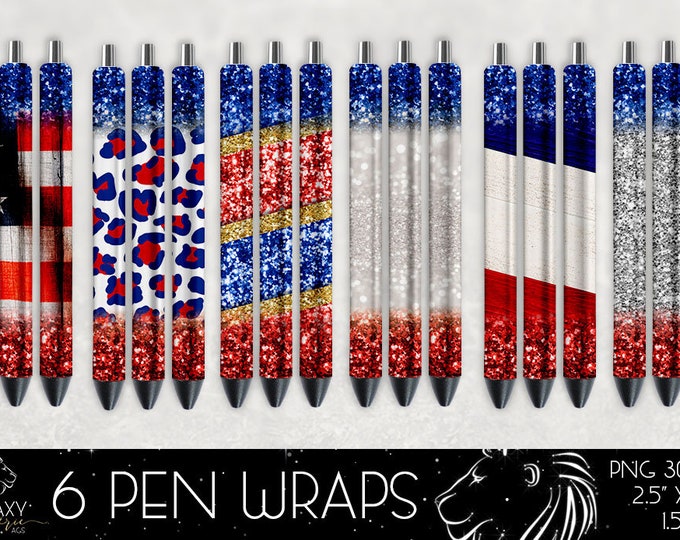 Red, White, and Blue Pen Set, Printable Waterslide Pen Wrap Design ...