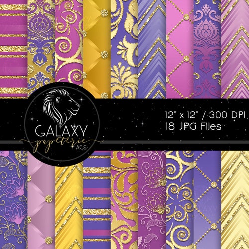 Princess Digital Paper Princess Digital Papers Gold and - Etsy