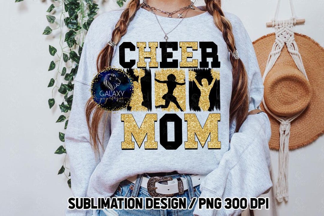 Cheer Mom Sublimation Design, Cheerleader Mom Sublimation, Black ...