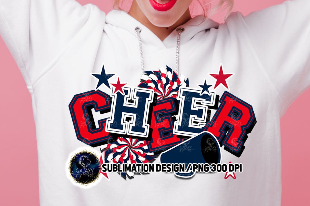 Blue Red White Cheer Sublimation, Cheer Sublimation Design, Cheerleader ...