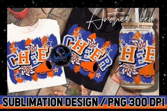 Orange Blue Cheer Sublimation Cheer Brush Strokes Sublimation - Etsy