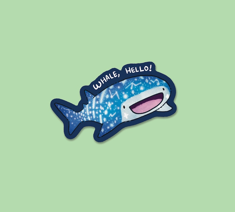 Whale Hello - Vinyl Sticker, Whale Shark, Funny Animal, Laptop Sticker ...