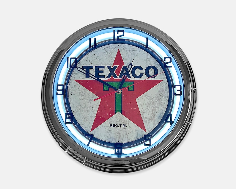 18 Texaco 1936 Logo Metal Sign Designed White Neon Clock - Etsy