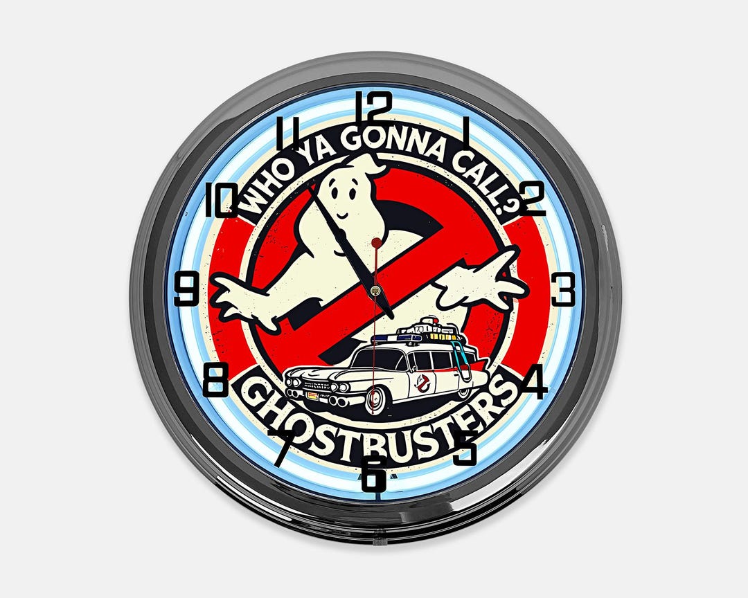 18" Who Ya Going to Call? Ghostbusters Metal Sign Designed White Neon ...