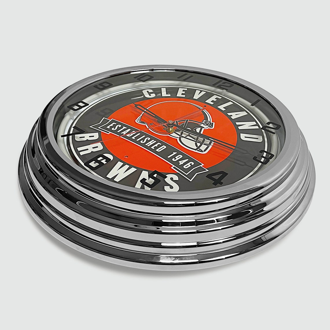 18" Cleveland Browns Metal Sign Designed White Neon Clock - SIGNBOX ...