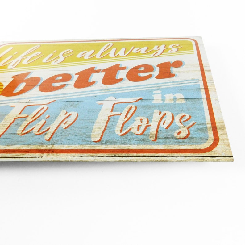 16" Life's Better in Flip Flops on the Beach Tin Metal Sign - SIGNBOX ...