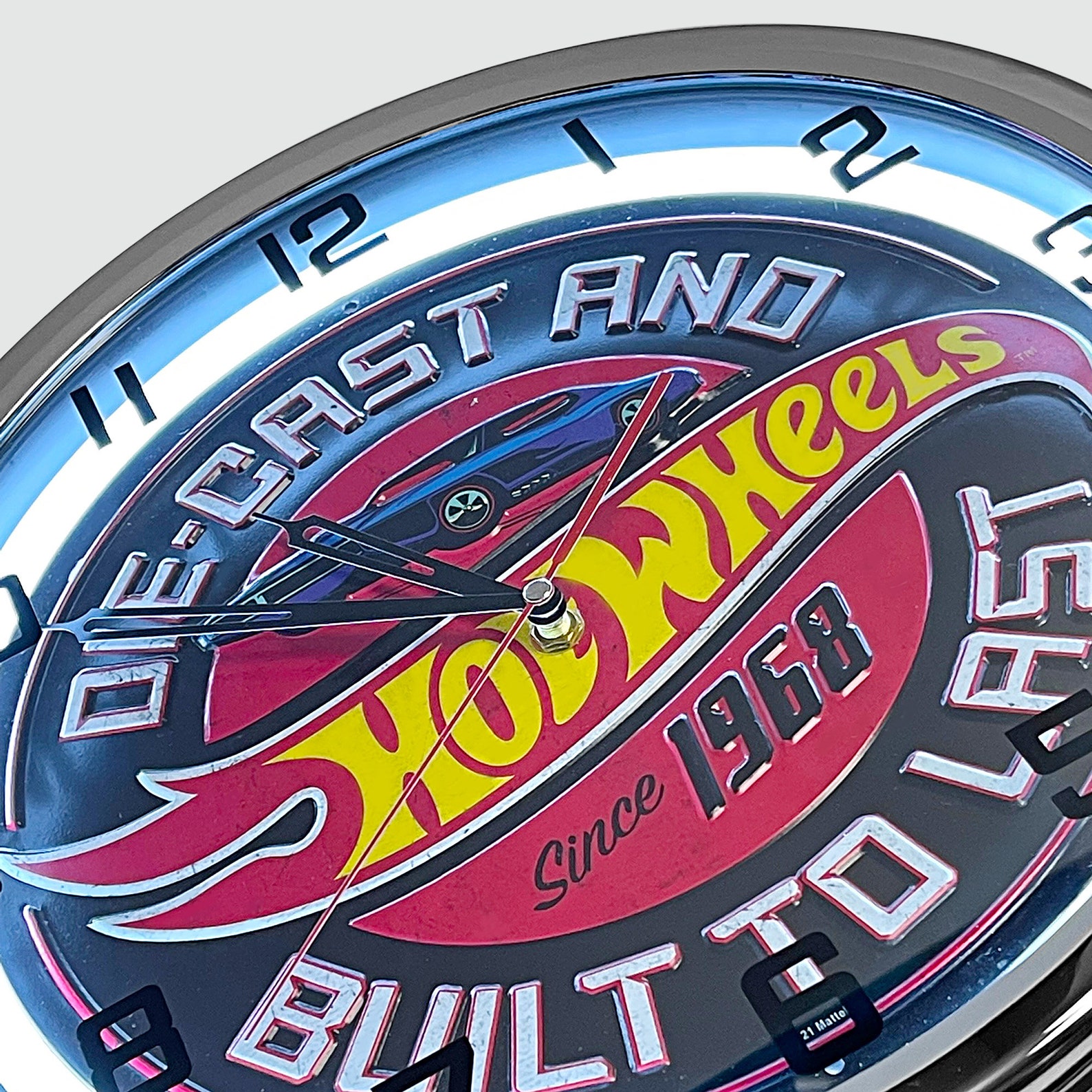 18" Hot Wheels Metal Sign Designed White Neon Clock - SIGNBOX-QLN720370 ...
