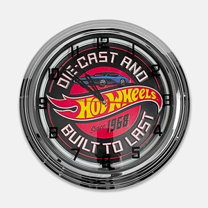 18" Hot Wheels Metal Sign Designed White Neon Clock - SIGNBOX-QLN720370 ...