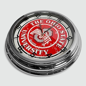 18" Ohio State Buckeyes Metal Sign Designed White Neon Clock - SIGNBOX ...