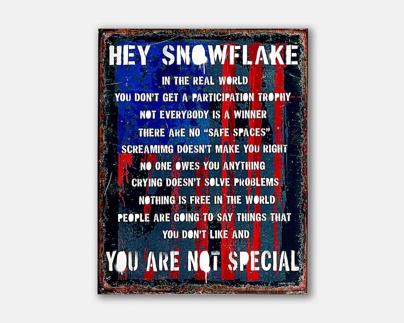 16" Hey Snowflake in the Real World You Are Not Special Tin Metal Sign ...