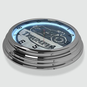 18" Triumph Motorcycle Metal Sign Designed White Neon Clock - SIGNBOX ...