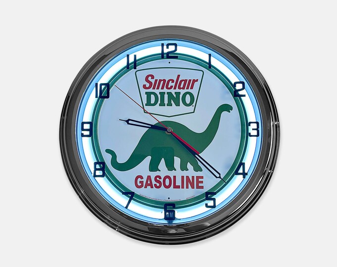 18 Sinclair Dino Metal Sign Designed White Neon Clock - Etsy