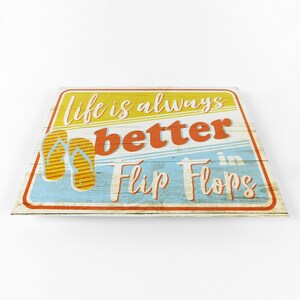16" Life's Better in Flip Flops on the Beach Tin Metal Sign - SIGNBOX ...